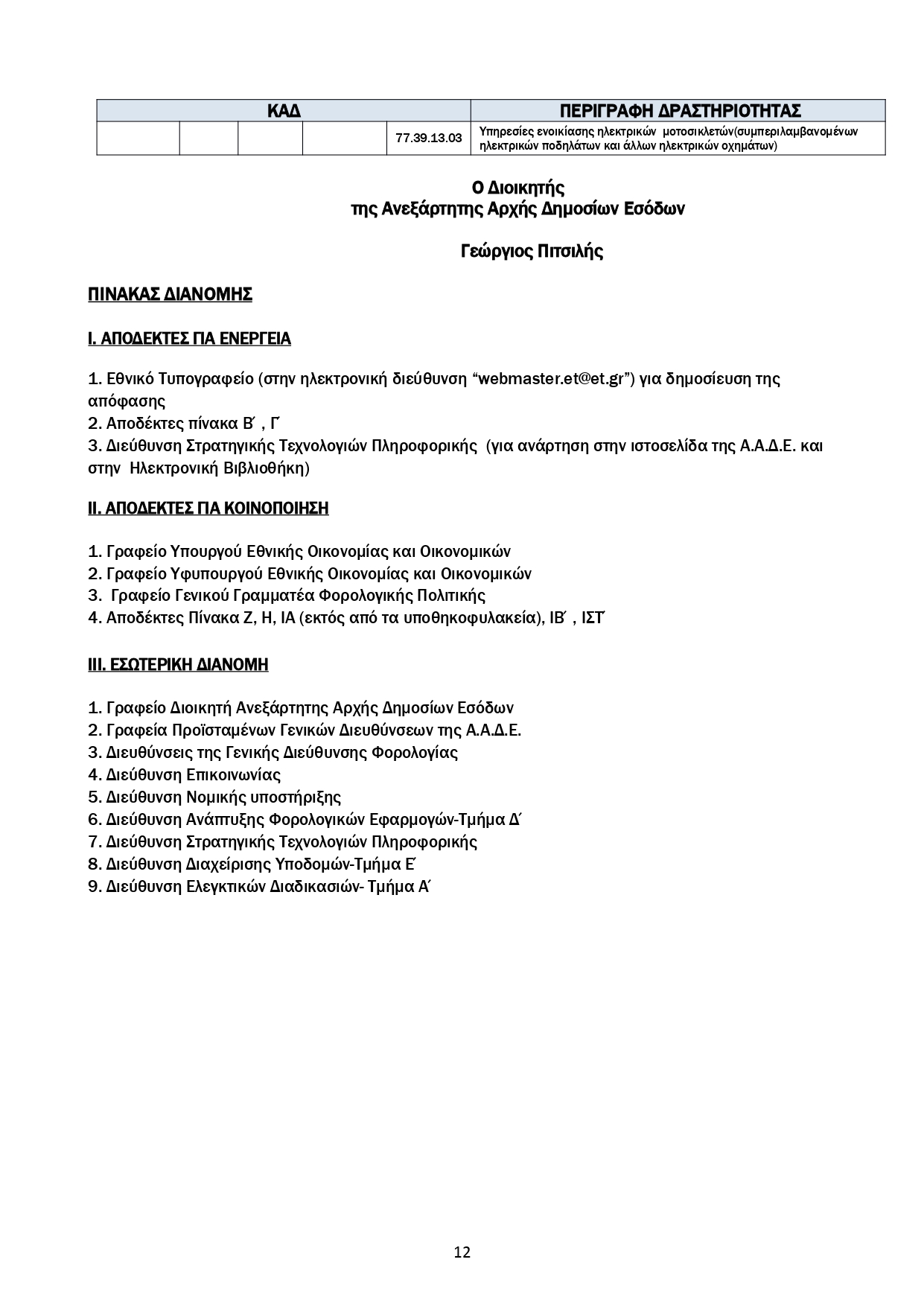 ΑΠΟΦΑΣΗ ΓΙΑ ΨΗΦΙΑΚΟ ΠΕΛΑΤΟΛΟΓΙΟ ΟΧΗΜΑΤΩΝ ΑΑΔΕ – ΟΜΟΣΠΟΝΔΙΑ ΒΕΝΖΙΝΟΠΩΛΩΝ ...